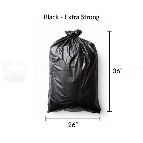 Black Garbage Bags Extra Strong 26" x 36" (150/cs) | EcomPack.ca ...