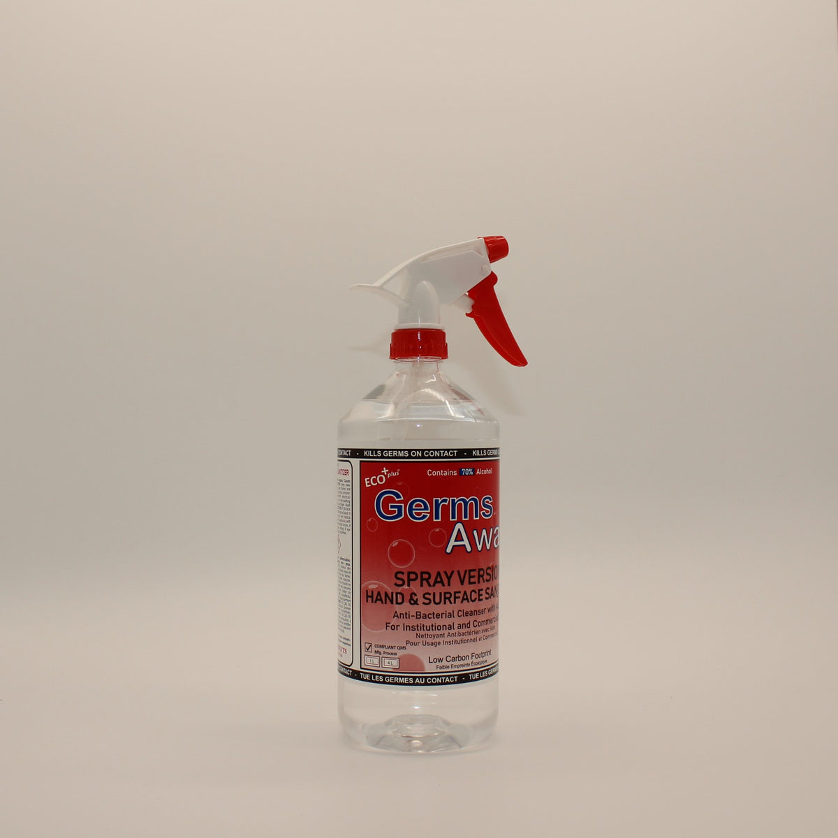 Hand and Surface Sanitizer Spray 1L Bottle 70% Germs Away | EcomPack.ca ...